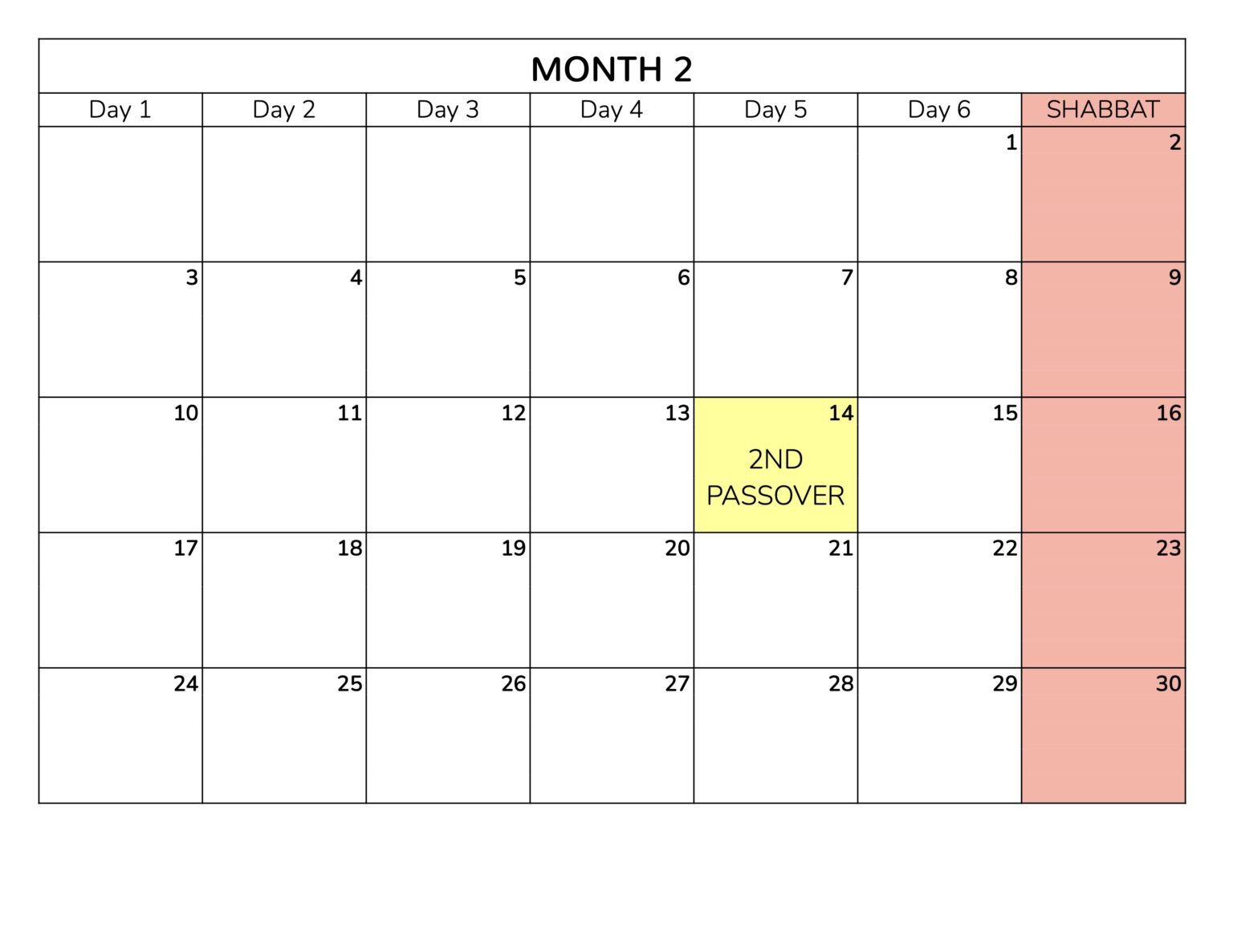 Full Calendar Monthly Breakdown | Zadok Way